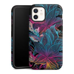 DeinDesign iPhone 12 mini Handy Panzer Handyh&uuml;lle robuste Outdoor H&uuml;lle Schutzh&uuml;lle gl&auml;nzend Colourful Flowers Neon Tough Case
