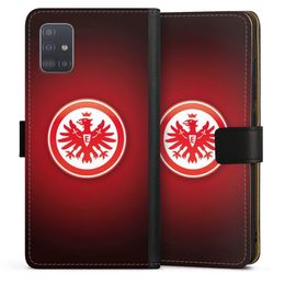 DeinDesign Galaxy A51 Handy Klapph&uuml;lle Handyh&uuml;lle aus Kunst Leder schwarz Flip Case Official Licensed Product Coat Of Arms Eintracht Frankfurt Sideflip mit 