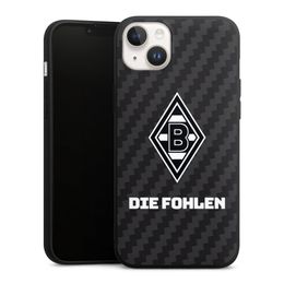 DeinDesign iPhone 14 Handy Premium Silikon H&uuml;lle Handyh&uuml;lle schwarz Case Borussia M&ouml;nchengladbach Carbon Gladbach Silikon Premium Case