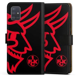 DeinDesign Galaxy A51 Handy Klapph&uuml;lle Handyh&uuml;lle aus Kunst Leder schwarz Flip Case 1. Fc Kaiserslautern Logo Official Licensed Product Sideflip mit Lasche