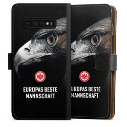 DeinDesign Galaxy S10 Plus Handy Klapph&uuml;lle Handyh&uuml;lle aus Kunst Leder schwarz Flip Case European Cup Official Licensed Product Eintracht Frankfurt Sideflip mit 