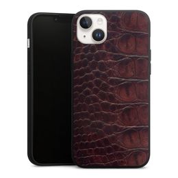 DeinDesign iPhone 14 Handy Premium Silikon H&uuml;lle Handyh&uuml;lle schwarz Case Leather Crocodile Animal Print Silikon Premium Case