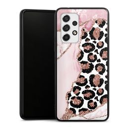 DeinDesign Galaxy A53 5G Handy Silikon H&uuml;lle Case schwarz Handyh&uuml;lle Glitzer Marble Leopard
