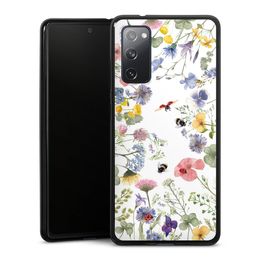 DeinDesign Galaxy S20 FE Handy Silikon H&uuml;lle Case schwarz Handyh&uuml;lle Muster Flowers Bee