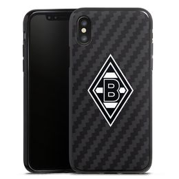 DeinDesign iPhone X Handy Silikon H&uuml;lle Case schwarz Handyh&uuml;lle Borussia M&ouml;nchengladbach Carbon Gladbach