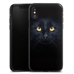 DeinDesign iPhone X Handy Silikon H&uuml;lle Case schwarz Handyh&uuml;lle Eye Cat Black