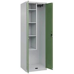 C+P CP Putzmittelschrank Classic Plus 080100-00 S10006 resedagrün, lichtgrau 60,0 x 50,0 x 185,0 cm, aufgebaut