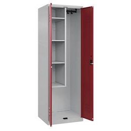 C+P CP Putzmittelschrank Classic Plus 080100-00 S10001 rubinrot, lichtgrau 60,0 x 50,0 x 185,0 cm, aufgebaut