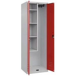 C+P CP Putzmittelschrank Classic Plus 080100-00 S10002 verkehrsrot, lichtgrau 60,0 x 50,0 x 185,0 cm, aufgebaut