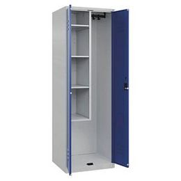 C+P CP Putzmittelschrank Classic Plus 080100-00 S10003 enzianblau, lichtgrau 60,0 x 50,0 x 185,0 cm, aufgebaut