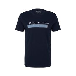 Tom Tailor Denim Herren T-Shirt mit Bio-Baumwolle, blau, Gr. S