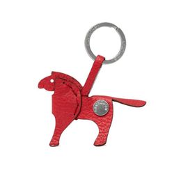 Gretchen Schlüsselanhänger Pony Keyring, aus italienischem Kalbsleder, rot|silberfarben