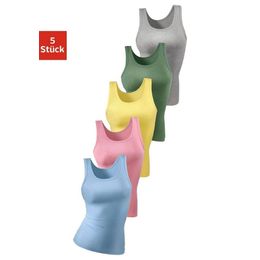 Petite Fleur Unterhemd (5er-Pack) aus weicher Doppelripp-Qualität, Tanktop, Unterziehshirt, blau|gelb|grau|grün|rosa