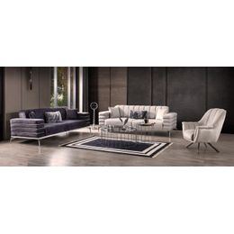JVmoebel Wohnzimmer-Set Luxus Sofagarnitur 321 Modern Set Design Sofa Polster Couch Grau Neu