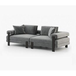 JVmoebel 2-Sitzer Luxus 2 Sitzer Italienischer Stil Sofa Textil Grau Wohnzimmer