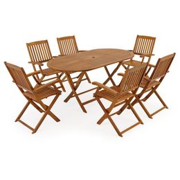 Casaria Sitzgruppe, Klappbar Witterungsbeständig Sitzgarnitur 7-TLG Tisch Stühle