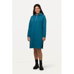 Ulla Popken Jerseykleid Sweatkleid Troyerkragen Reißverschluss Langarm