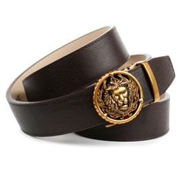Anthoni Crown Ledergürtel mit Löwen Schließe, braun