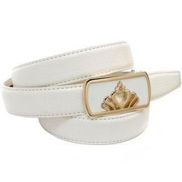 Anthoni Crown Ledergürtel mit goldfarbener eleganter Schließe, weiß