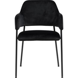 Esszimmerstuhl ACTONA GROUP "London" Stühle Gr. B/H/T: 54 cm x 82 cm x 55 cm, 2 St., Polyester, Metall, schwarz (schwarz, matt schwarz) Küchenstühle