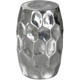 FineBuy Beistelltisch 30 x 47 x 30 cm Aluminium Dekotisch orientalisch rund, Kleiner Hammerschlag Abstelltisch, Designer Ablagetisch Metall modern,