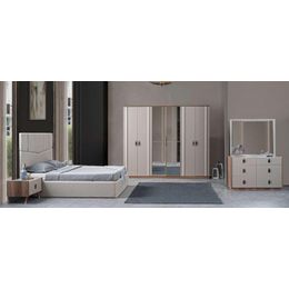 JVmoebel Schlafzimmer-Set Bett 2x Nachttische Kommode 5tlg. Schlafzimmer Design Luxus Luxus
