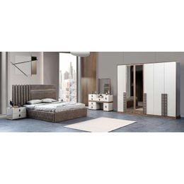 JVmoebel Schlafzimmer-Set Design Bett 2x Nachttische Schminktisch mit Spiegel Italienische Stil