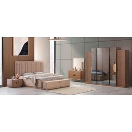 JVmoebel Schlafzimmer-Set Modern Schlafzimmer Set Möbel Bett 2x Nachttische 5 tlg. Luxury Neu