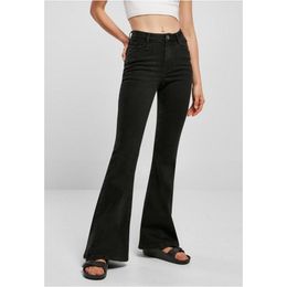 Urban Classics Bequeme Jeans Damen Ladies Organic High Waist Flared Denim Pants (1-tlg), schwarz