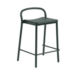 muuto - Linear Steel Barhocker Outdoor, SH 65 cm, dunkelgrün