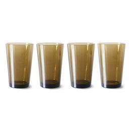 HKliving - 70's Glas Teebecher, mud brown (4er-Set)