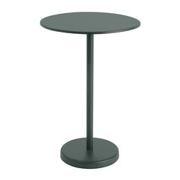 muuto - Linear Steel Bistrotisch Outdoor, Ø 70 x H 105 cm, dunkelgrün