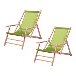 Jan Kurtz - Maxx Deckchair, Teakholz / Bezug Kunststoffgewebe pistazie (2er-Set)