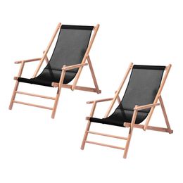 Jan Kurtz - Maxx Deckchair, Teakholz / Bezug Kunststoffgewebe schwarz (2er-Set)