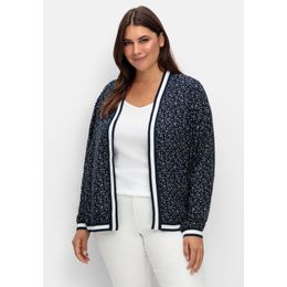 sheego Große Größen: Verschlusslose Blousonjacke mit Minimalprint, nachtblau gemustert, Gr.54