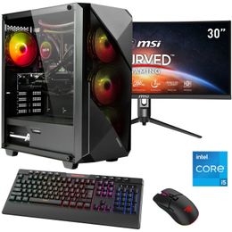 Hyrican Striker SET02390 Gaming-PC-Komplettsystem (30", Intel® Core i5 13400F, RTX 4060Ti (16GB), 16 GB RAM, 1000 GB SSD, DDR5, Windows 11, inklusive 30" Curved Monitor MSI Optix MAG301CR2), schwarz