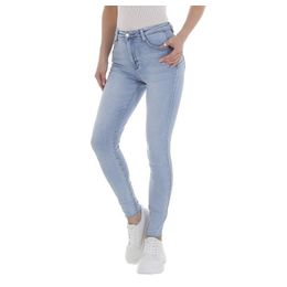 Ital-Design Skinny-fit-Jeans Damen Freizeit Used-Look Stretch High Waist Jeans in Hellblau