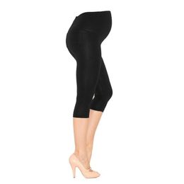 YESET Umstandshose Umstand Capri 3/4 Leggings Baumwolle mit Taschen schwarz XXXL-44