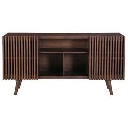 Miliboo Sideboard aus dunklem, massivem Mangoholz mit 2 Schiebetüren B140 cm ALBA