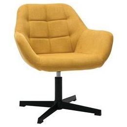 Miliboo Design-Sessel Stoff mit Samteffekt in Senfgelb und schwarzem Metall DARWIN