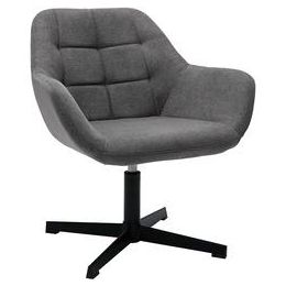 Miliboo Design-Sessel Stoff mit Samteffekt in Grau und schwarzem Metall DARWIN