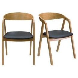 Miliboo Skandinavische Stühle stapelbar aus hellem Eichenholz und schwarzem Stoff (2er-Set) LOVA