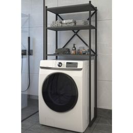 Vcm Metall &Uuml;berbauschrank Waschmaschine Ma&szlig;e: H. 160 x B. 66 x T. 34 cm 3 Ablagen aus Holz - Insasi