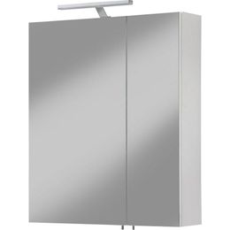 Welltime Spiegelschrank Torino Breite 60 cm, 2-türig, LED-Beleuchtung, Schalter-/Steckdosenbox, weiß