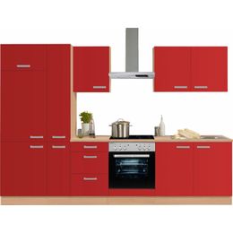 Optifit Küchenzeile Odense, Breite 300 cm, mit 28 mm starker Arbeitsplatte, mit Besteckeinsatz, rot