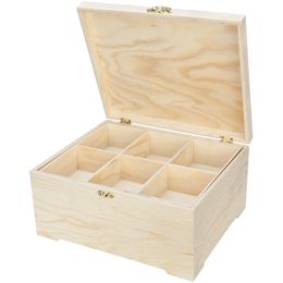 buttinette Sortierbox aus Holz, mit Sortierfach, 30 x 25 x 15 cm