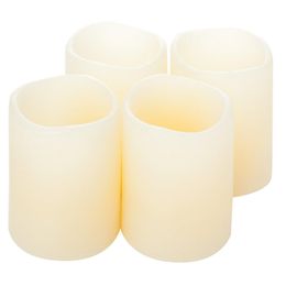 buttinette LED Kerzen aus Echtwachs, mit An- / Ausblasfunktion, creme, 6,5 x 5 cm
