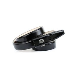 Anthoni Crown Ledergürtel mit filigraner Glas-Schließe, schwarz