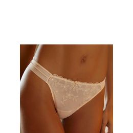 Lascana String mit extravaganter Spitze in blumiger Optik, beige