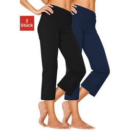 Vivance active Caprihose (2er-Pack) mit Gummibund, Loungewear, blau|schwarz